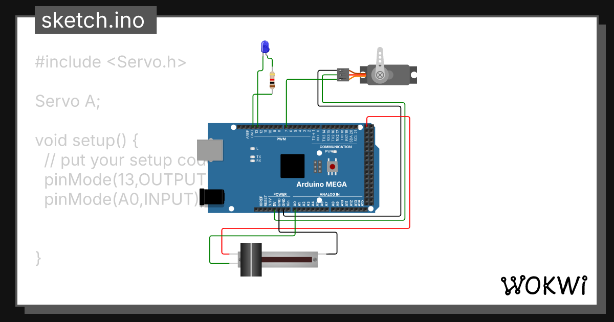 servo with LED - Wokwi ESP32, STM32, Arduino Simulator
