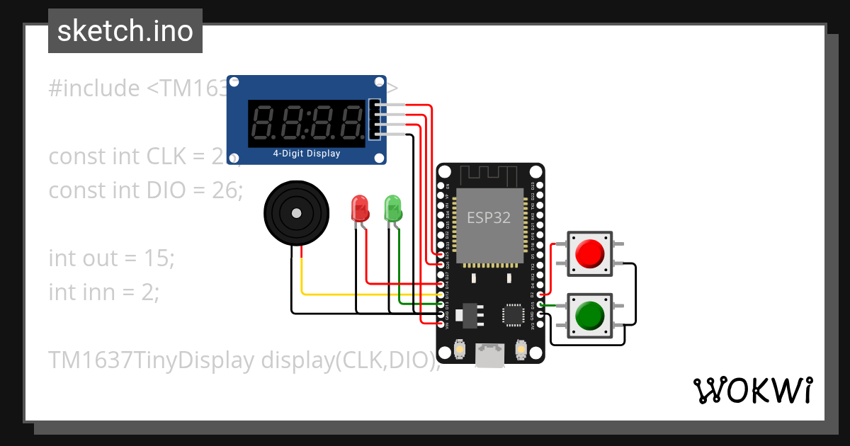 LATIHAN 5 COUNTER UP & DOWN - Wokwi ESP32, STM32, Arduino Simulator