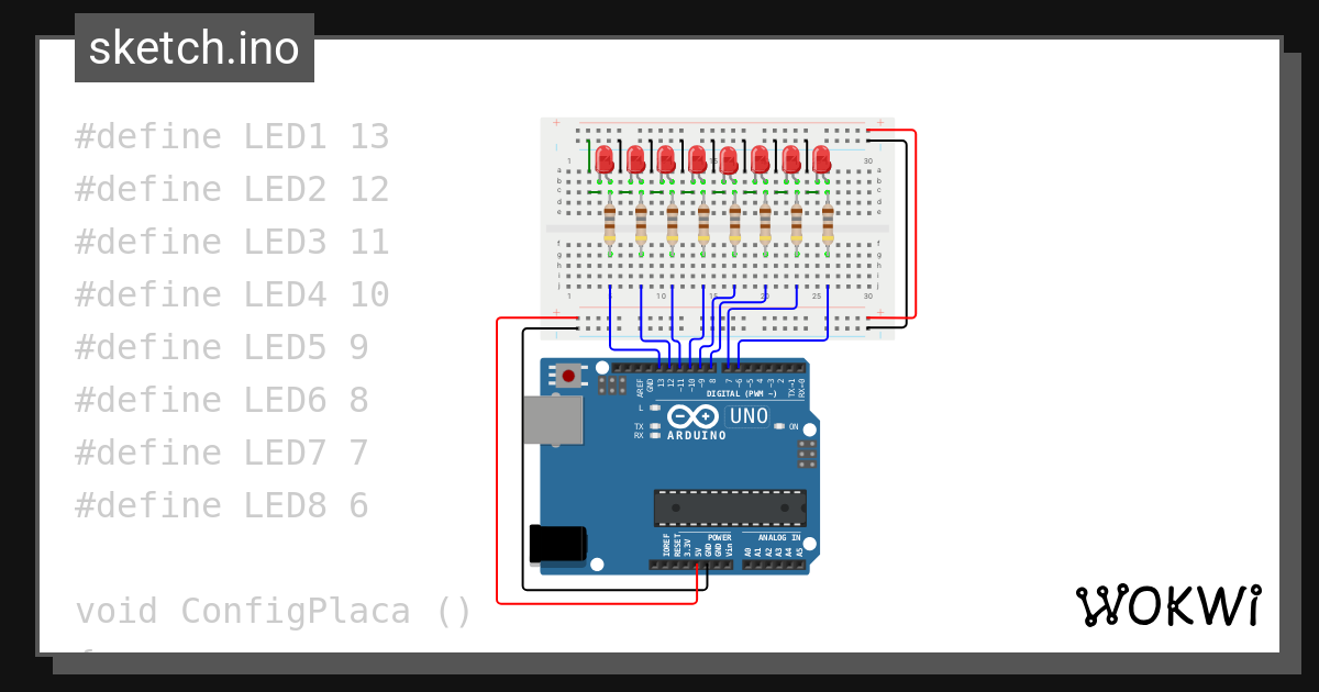 8leds Wokwi Esp32 Stm32 Arduino Simulator