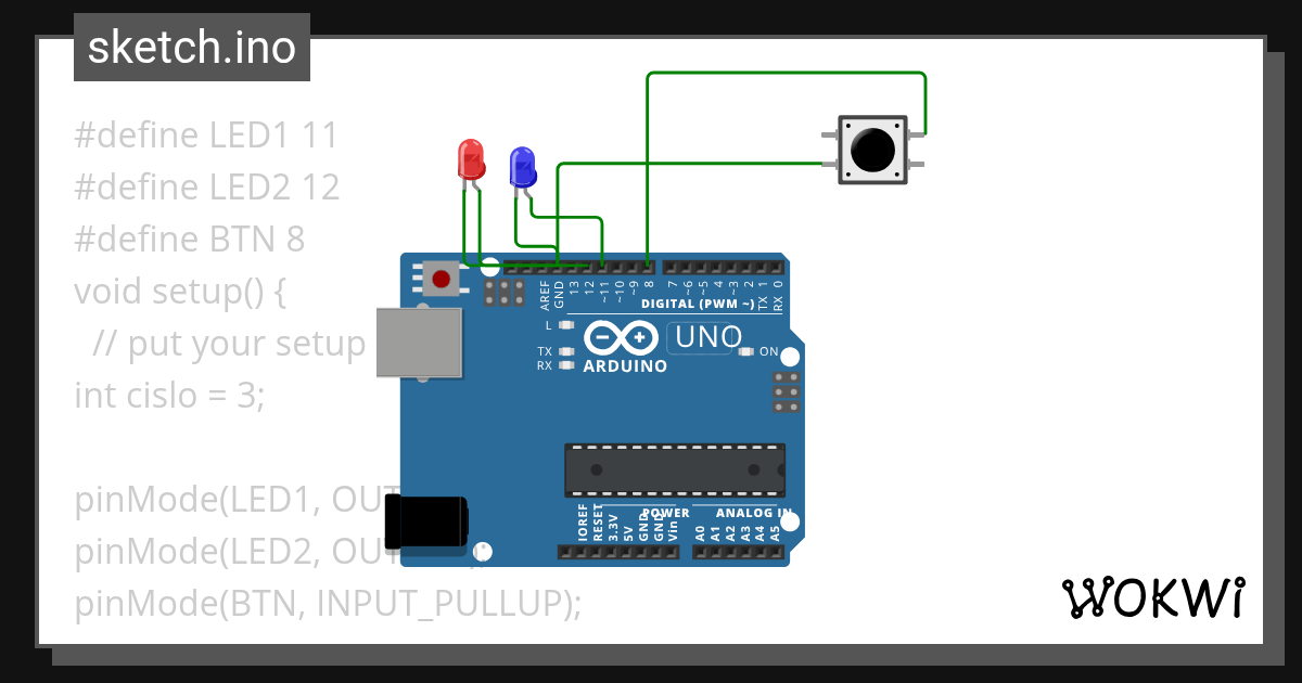 Blikač jak víno - Wokwi ESP32, STM32, Arduino Simulator Blikač jak víno - Wokwi ESP32, STM32, Arduino Simulator