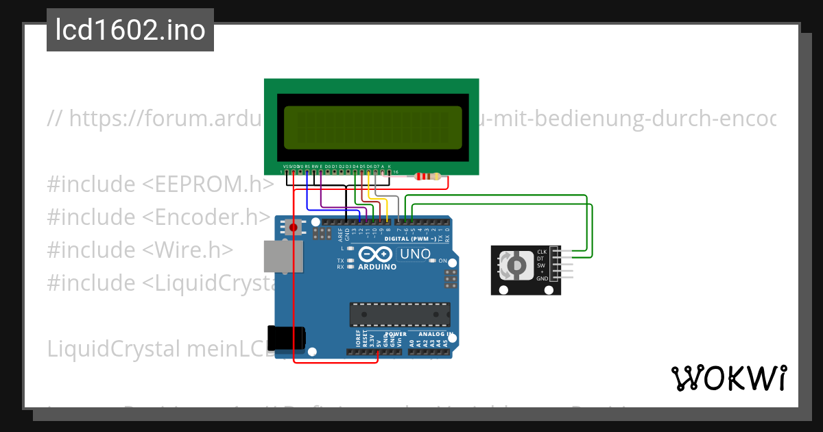 lcd1602.ino - Wokwi ESP32, STM32, Arduino Simulator