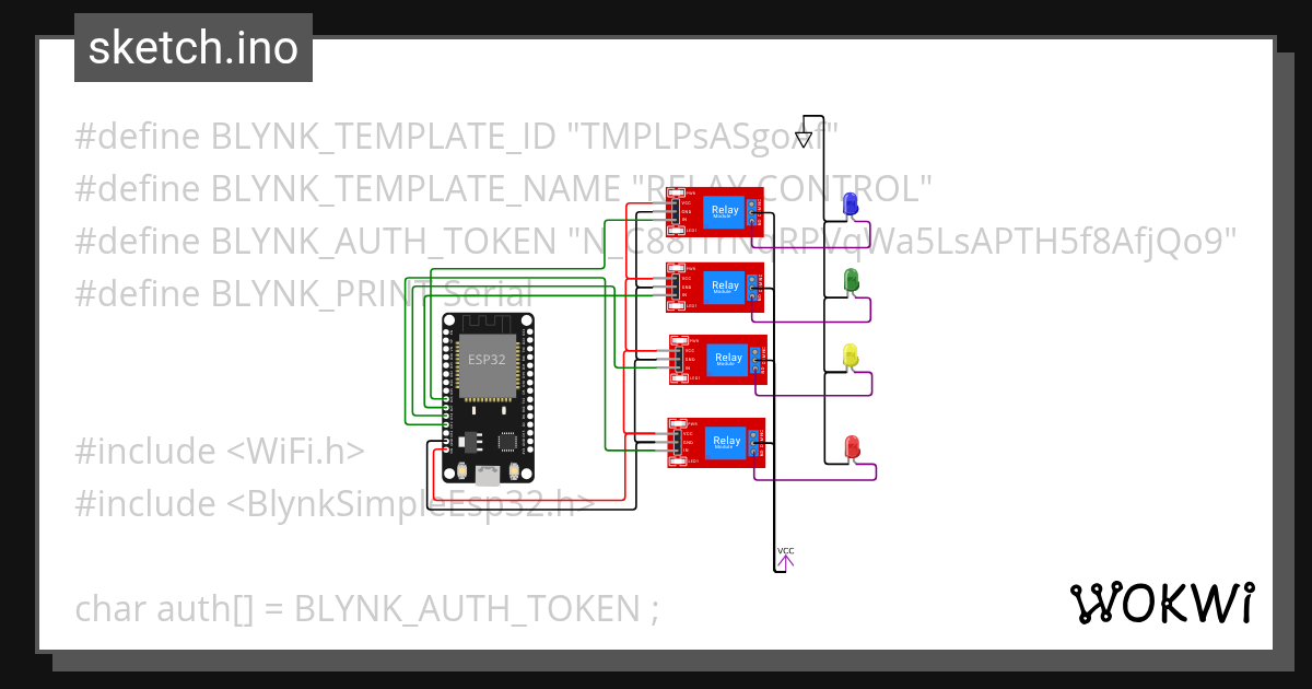 RELAY 4 CH - Wokwi ESP32, STM32, Arduino Simulator