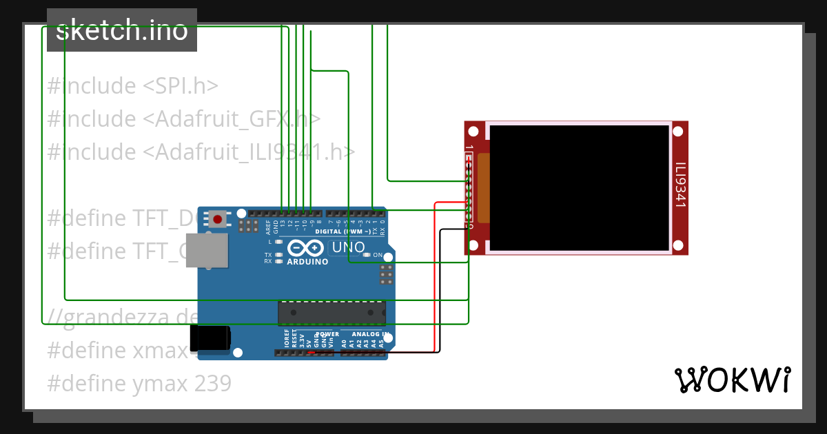 esempio TFT - Wokwi ESP32, STM32, Arduino Simulator