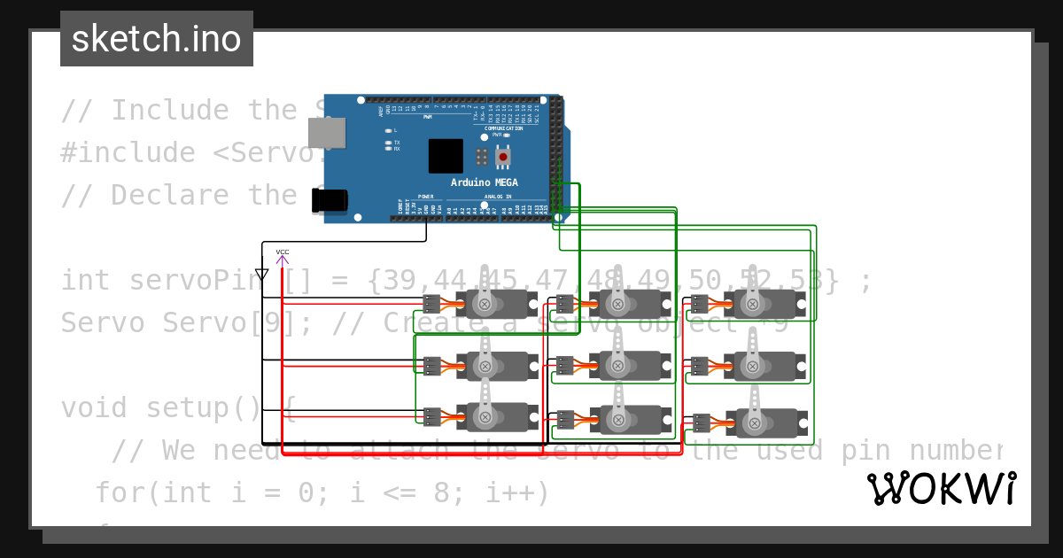 9 Servo Gloria Copy Wokwi Esp32 Stm32 Arduino Simulator