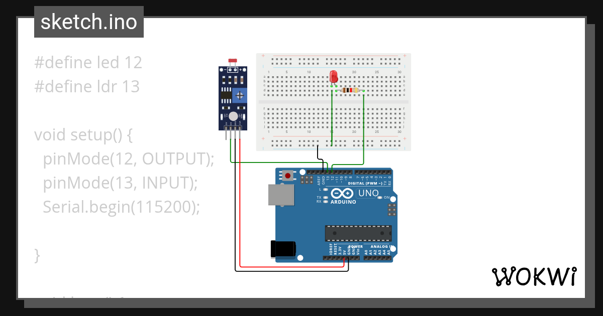 Ldr Ile Sensörlü Lamba Yapımı Wokwi Esp32 Stm32 Arduino Simulator 