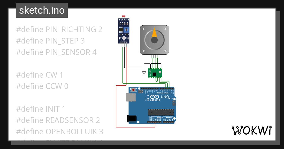 StateMachine Rolluik met wachttijd - Wokwi ESP32, STM32, Arduino Simulator