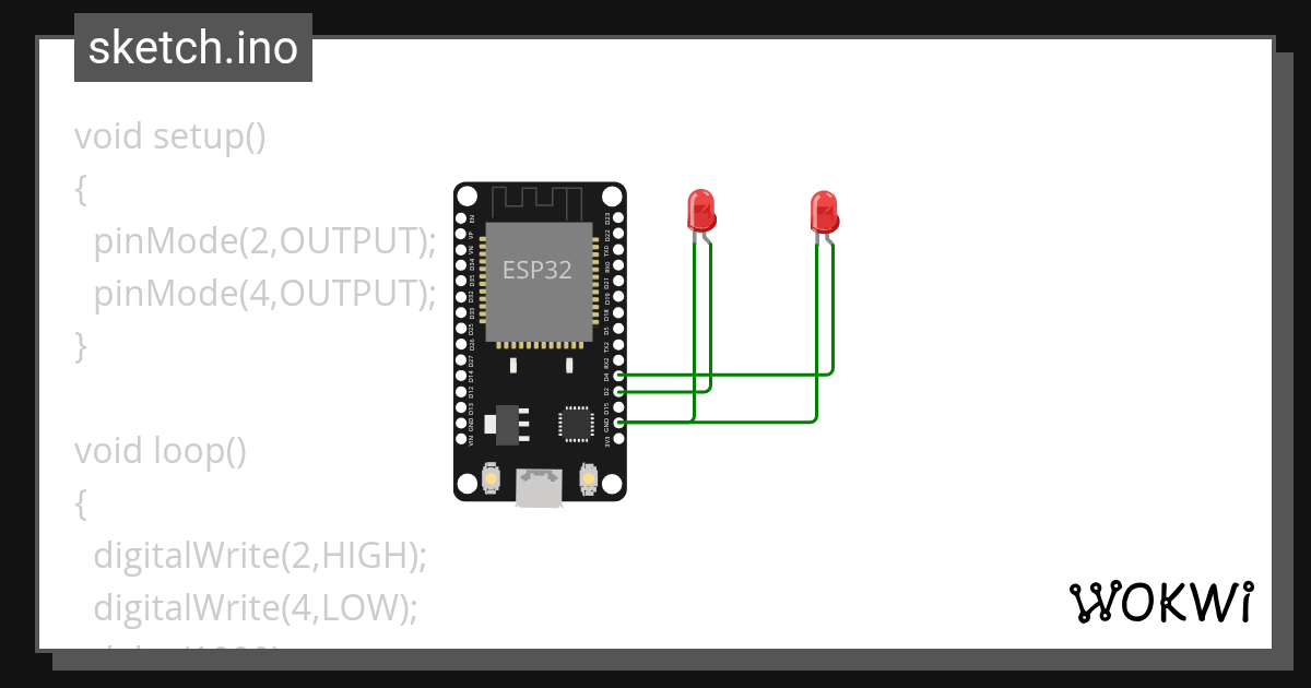 LED Alternate - Wokwi ESP32, STM32, Arduino Simulator