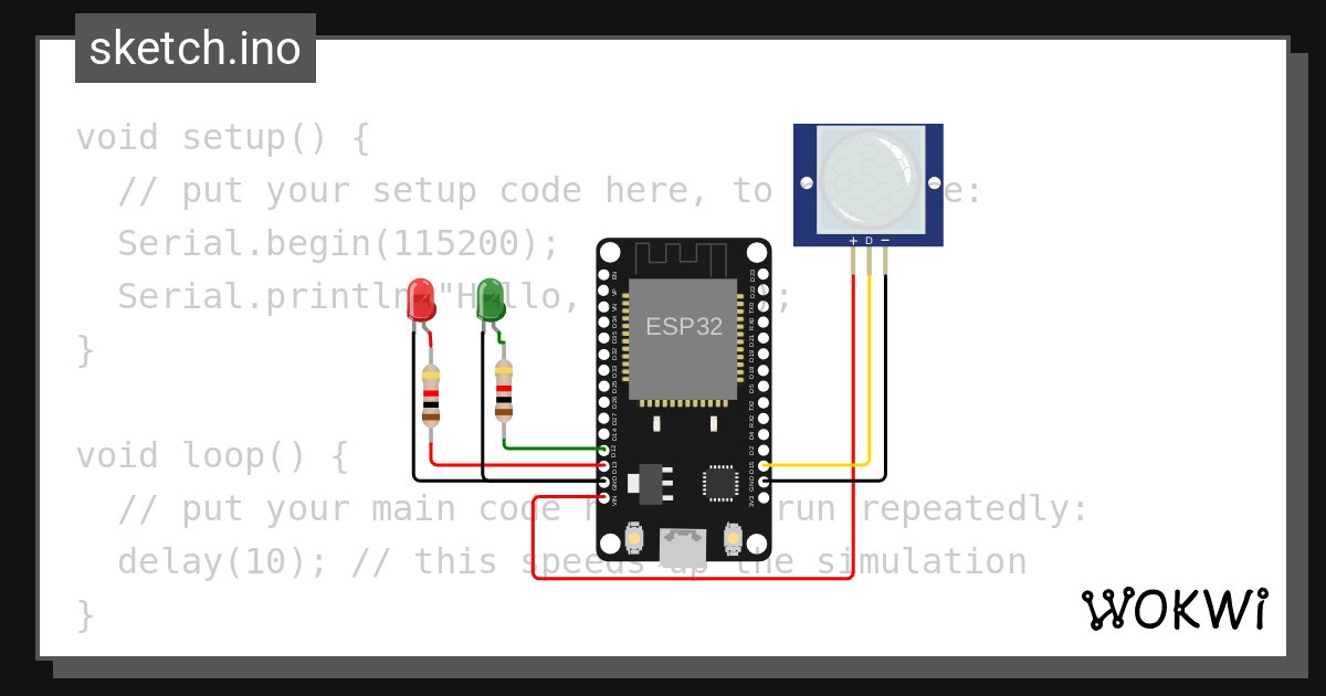 Control Of A Motion Sensor Wokwi Esp32 Stm32 Arduino Simulator 3435