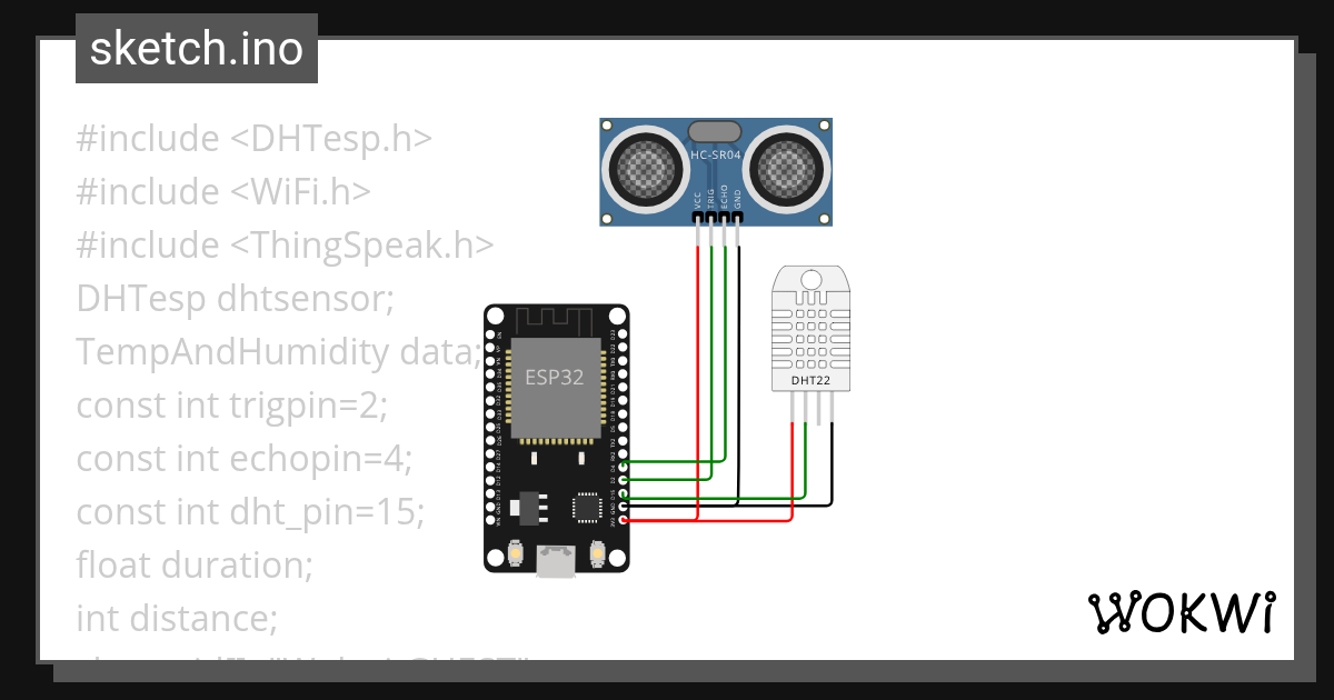 Sensor and ultrasonic - Wokwi ESP32, STM32, Arduino Simulator