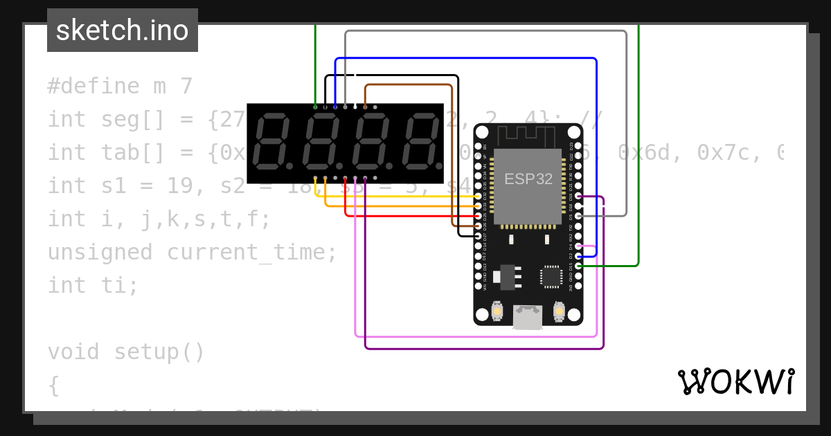 4個七段顯示器 Wokwi Esp32 Stm32 Arduino Simulator 7565