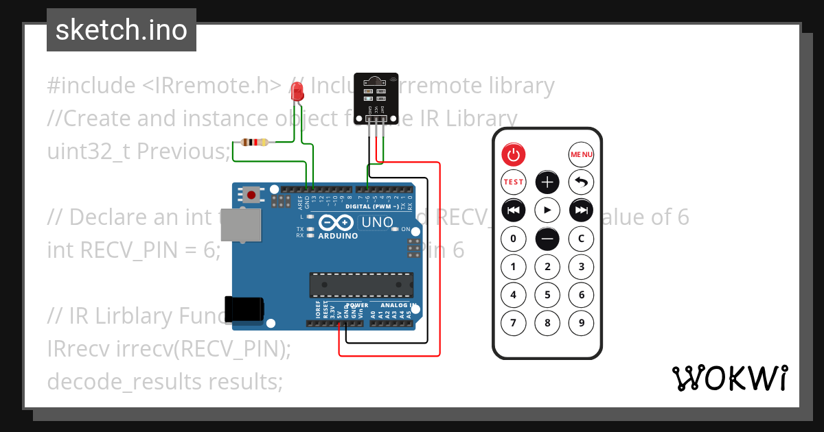 IR REMOTE - Wokwi ESP32, STM32, Arduino Simulator