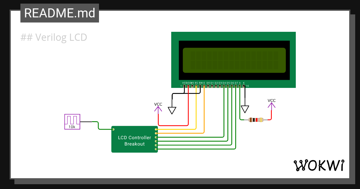 Verilog LCD v2 - Wokwi ESP32, STM32, Arduino Simulator