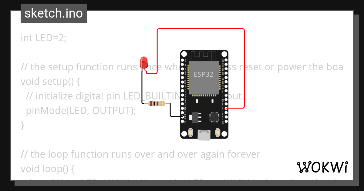 Ejemplo 1 - Wokwi ESP32, STM32, Arduino Simulator