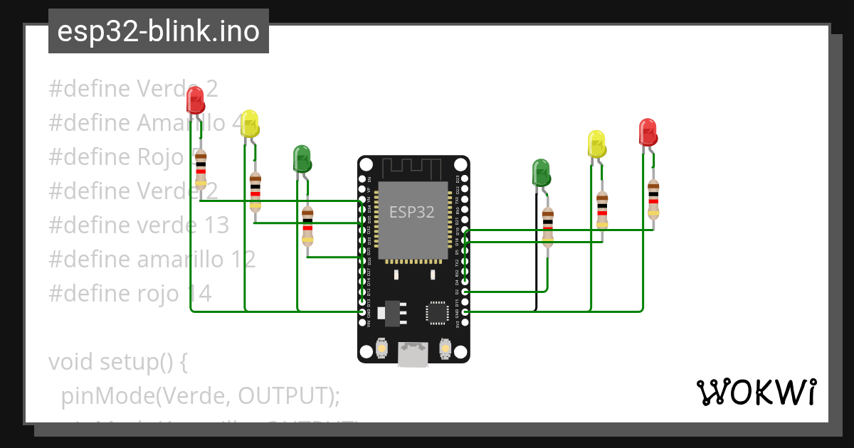 Semaforo 3 Leds - Wokwi ESP32, STM32, Arduino Simulator
