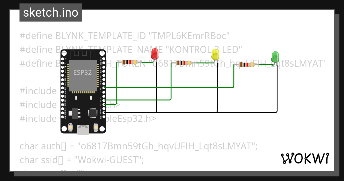 kontrol 3 led - Wokwi ESP32, STM32, Arduino Simulator