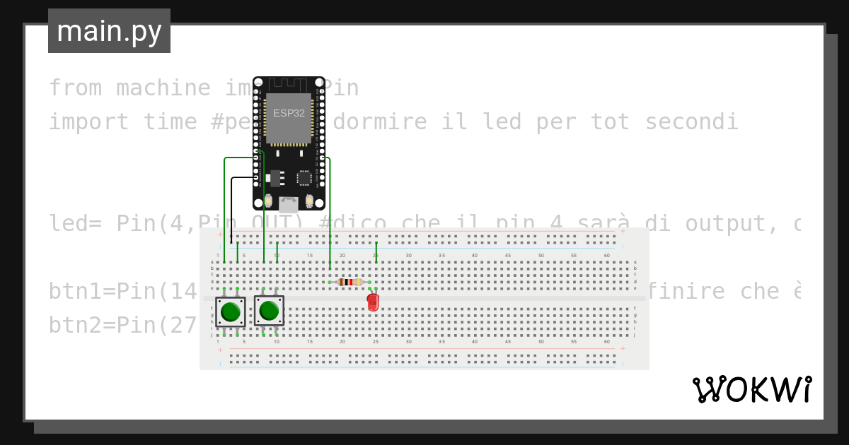 Project1 Led Acceso O Spento Con Due Pulsanti Wokwi Esp32 Stm32 Arduino Simulator 2352