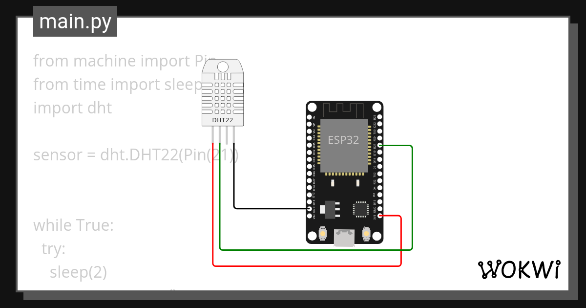dht22 sensor.py - Wokwi ESP32, STM32, Arduino Simulator