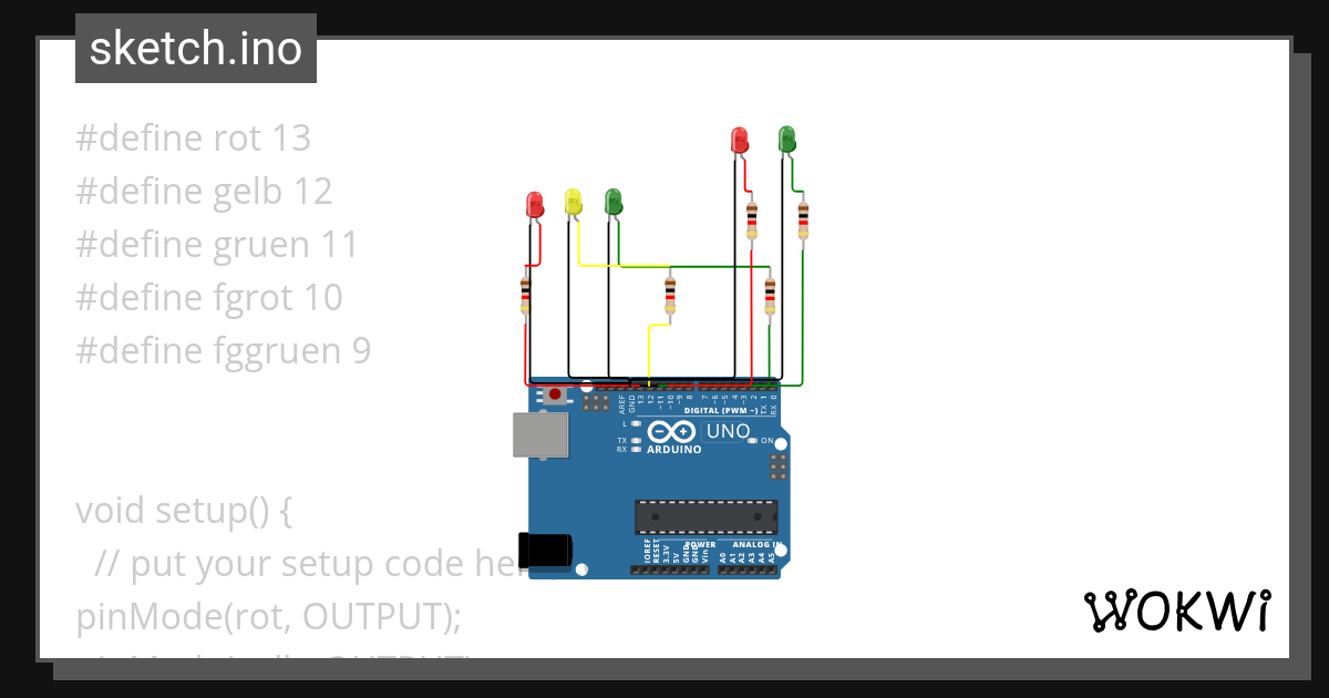 Ampel und Fußgängerampel - Wokwi ESP32, STM32, Arduino Simulator