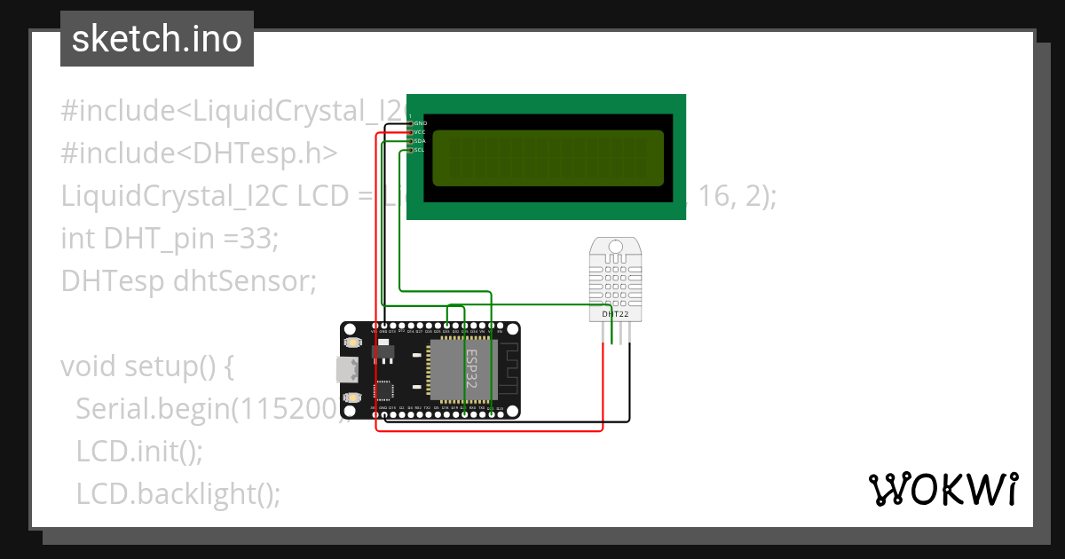Lcd初體驗結合溫溼度 Wokwi Esp32 Stm32 Arduino Simulator