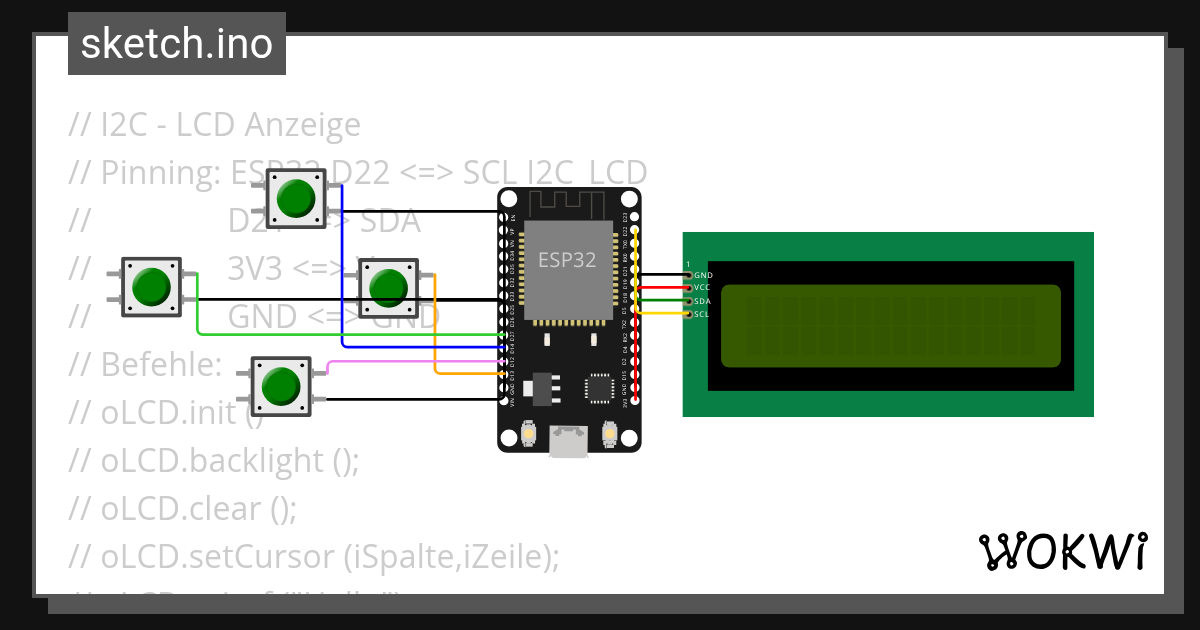 LCD Demo - Wokwi ESP32, STM32, Arduino Simulator