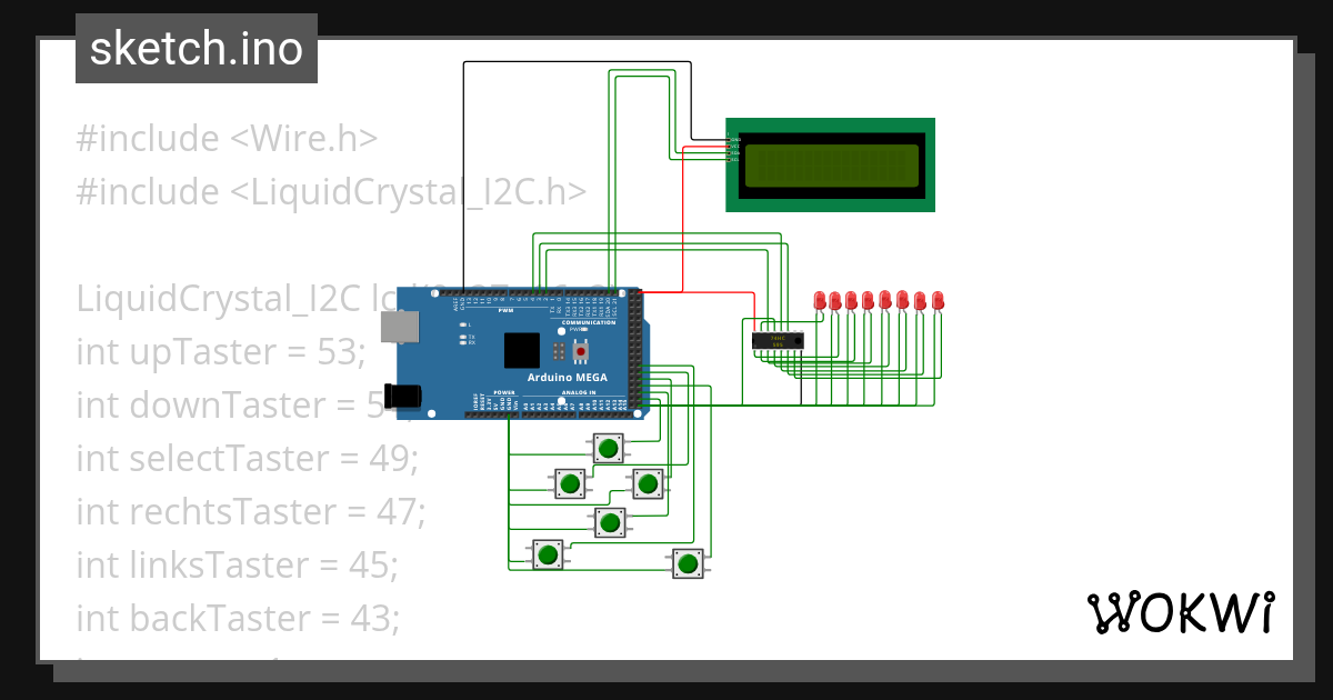 Schieberegister Übung - Wokwi ESP32, STM32, Arduino Simulator