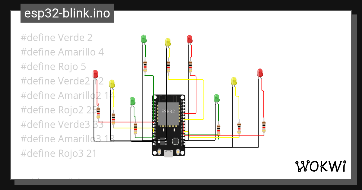 semaforo. 9 LUCES - Wokwi ESP32, STM32, Arduino Simulator