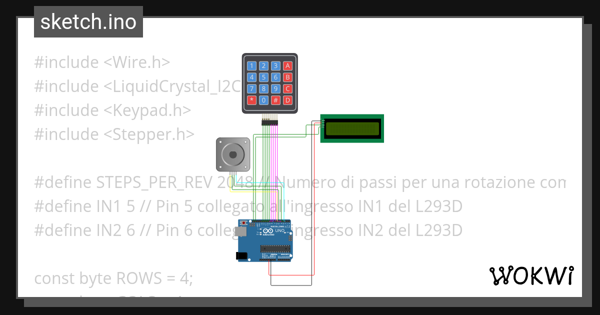 motore passo passo governato da key pad con lcd Copy - Wokwi ESP32, STM32, Arduino Simulator