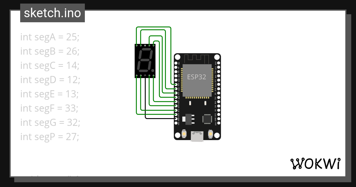 7 segmentos - Wokwi ESP32, STM32, Arduino Simulator