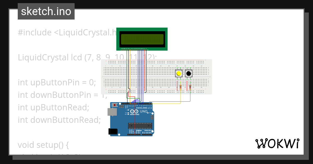 Displaying Meow + Catnip with Buttons on LCD - Wokwi ESP32, STM32, Arduino Simulator