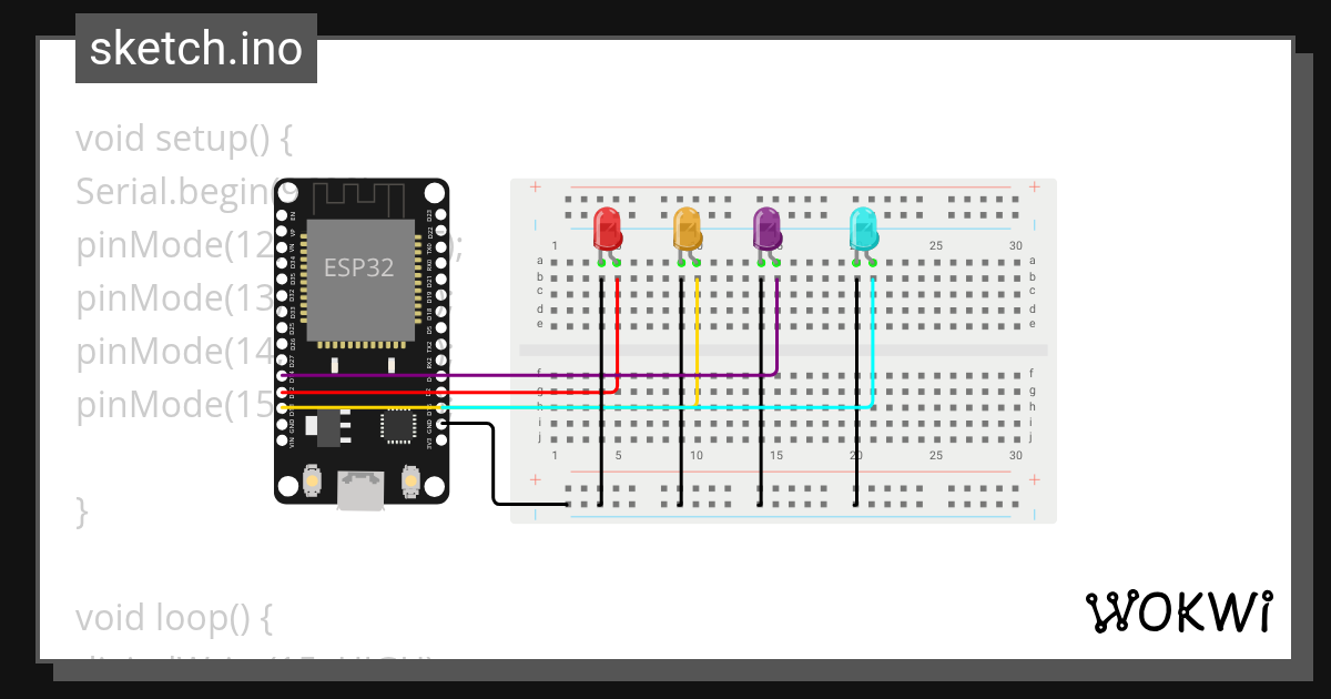 4ledonoff 1 Wokwi Esp32 Stm32 Arduino Simulator 
