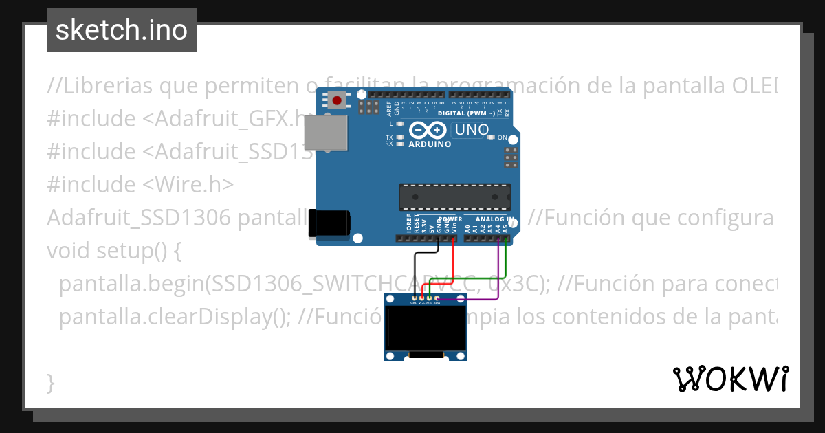Pantalla OLED 2 - Wokwi ESP32, STM32, Arduino Simulator