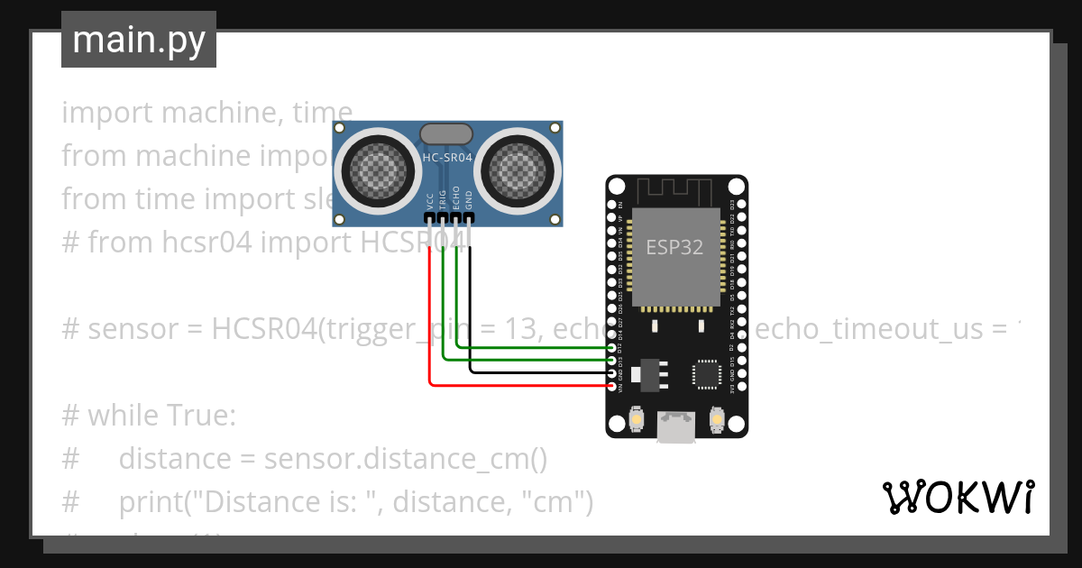 Ultrasonic Using Micropython Wokwi Esp32 Stm32 Arduino Simulator