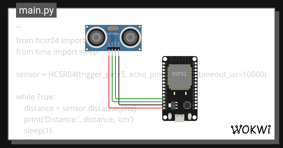 Ultra sonic - Wokwi ESP32, STM32, Arduino Simulator