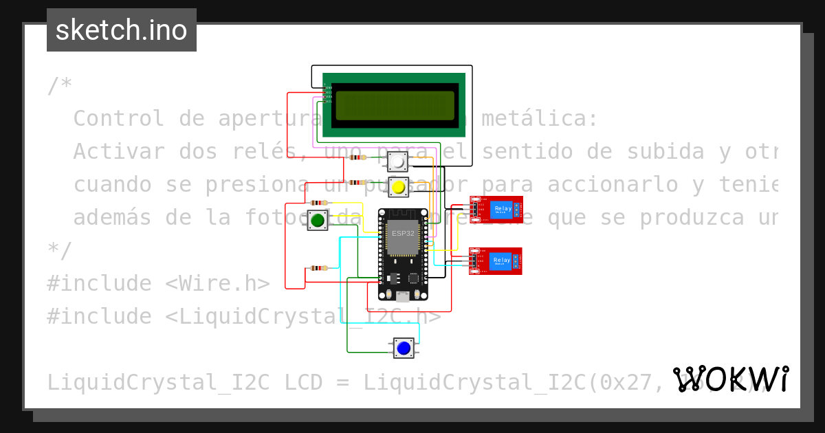 Control Cortina Esp32 Wokwi Esp32 Stm32 Arduino Simulator 