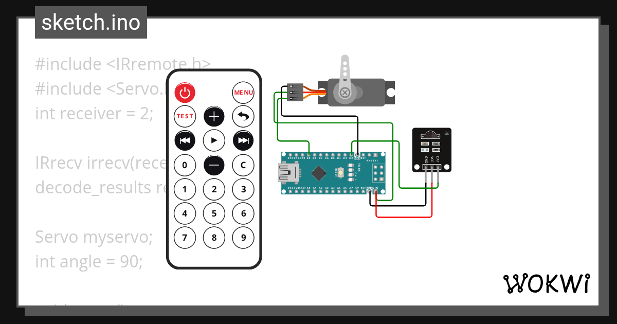 SESI 16 Minitask 2 IR Servo - Wokwi ESP32, STM32, Arduino Simulator
