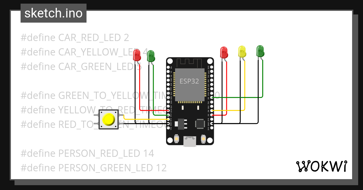 botao no semaforo para pedestres - Wokwi ESP32, STM32, Arduino Simulator