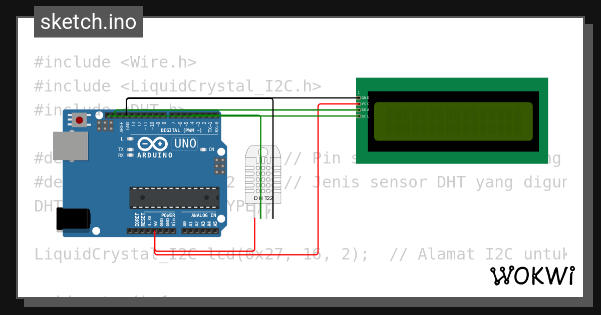 Deteksi Suhu Ruangan Dan Kelembapan Wokwi Arduino And Esp32 Simulator 9240