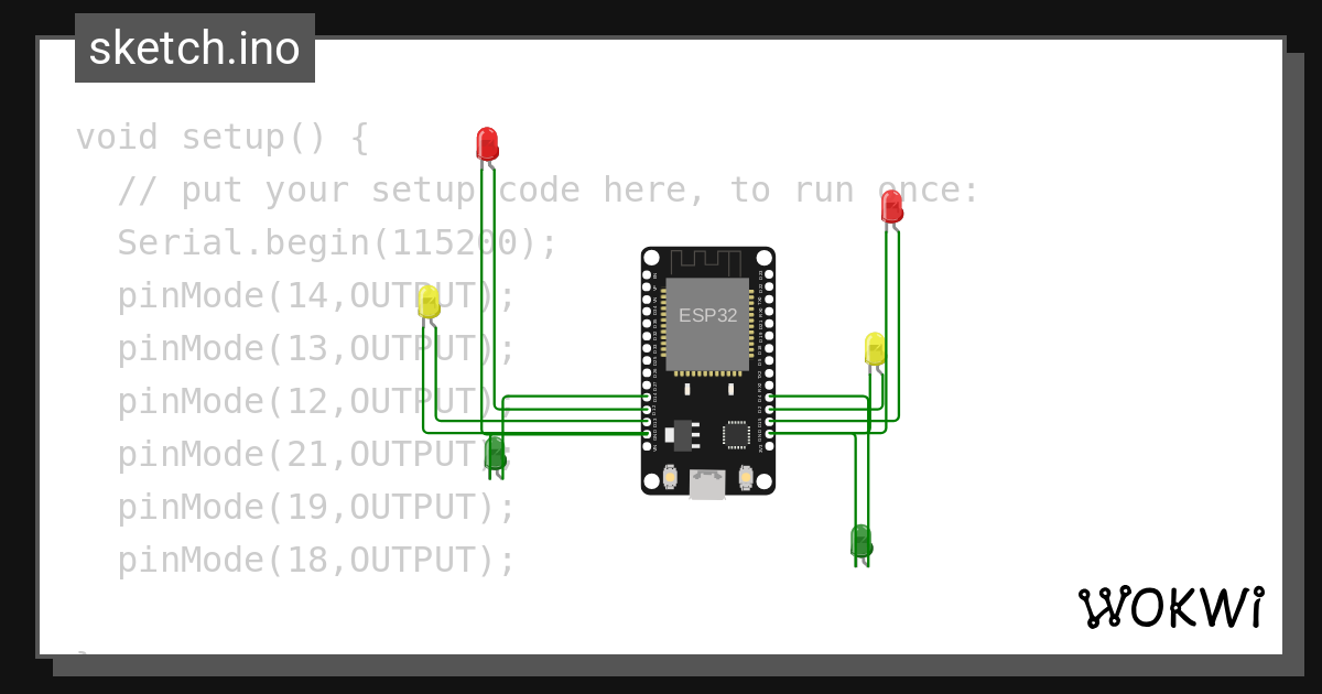 Traffic Light Wokwi Esp32 Stm32 Arduino Simulator 7311