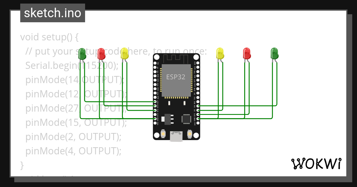 traffic light - Wokwi ESP32, STM32, Arduino Simulator