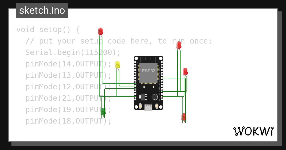 Trafic Light Wokwi Esp32 Stm32 Arduino Simulator 5647