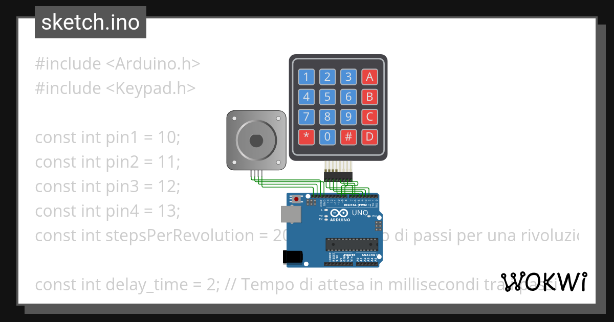 tastierino con stepper motor - Wokwi ESP32, STM32, Arduino Simulator