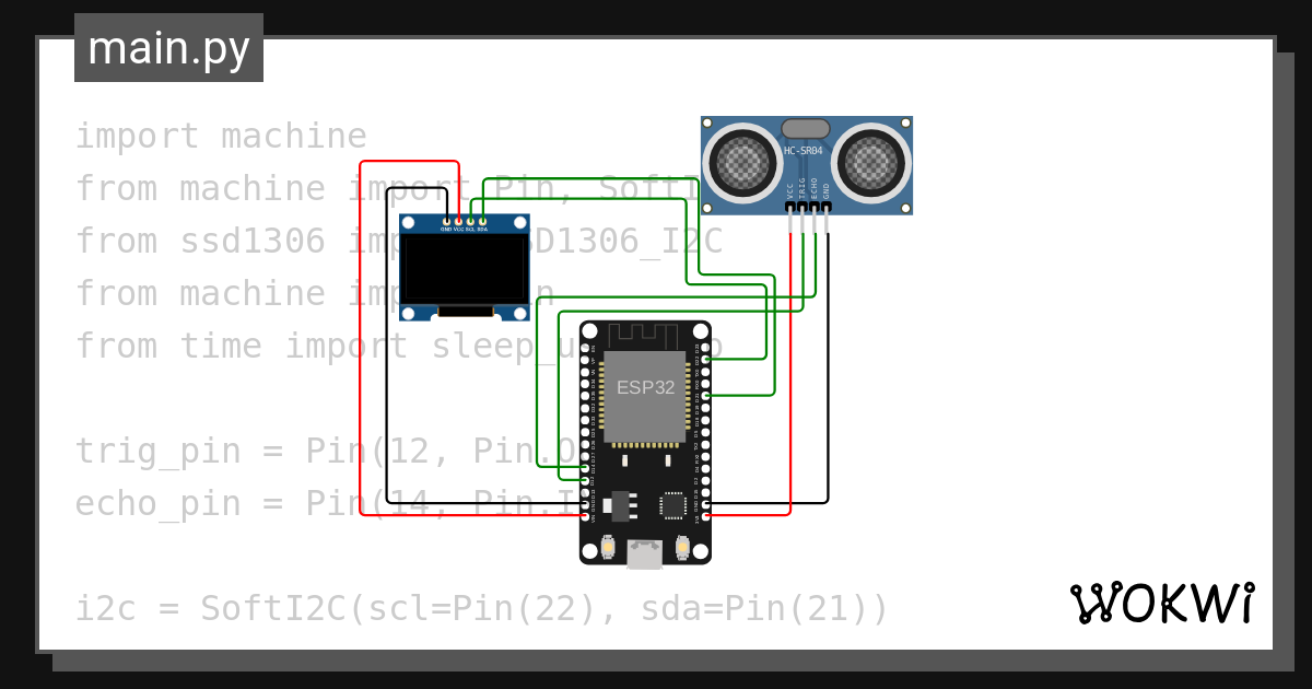 Oled Distence Show Wokwi Esp32 Stm32 Arduino Simulator 4619
