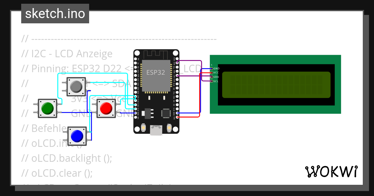 I2C LCD - Wokwi ESP32, STM32, Arduino Simulator