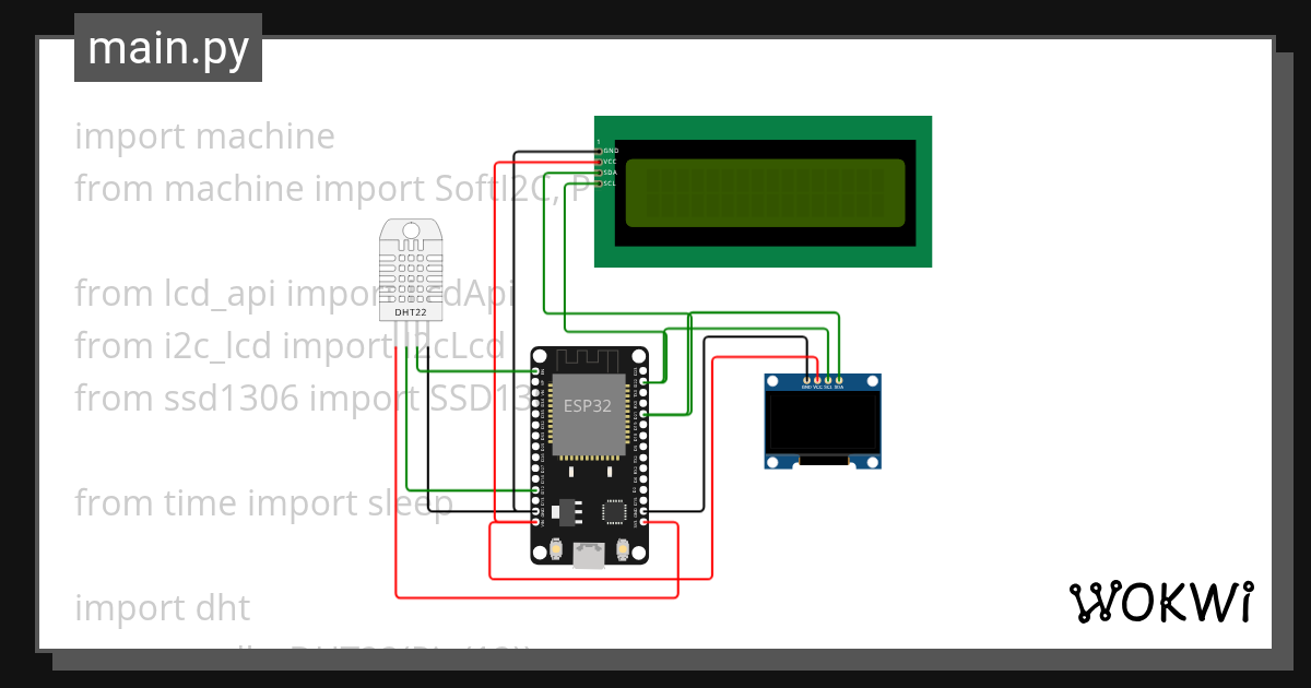 LCD with OLED - Wokwi ESP32, STM32, Arduino Simulator