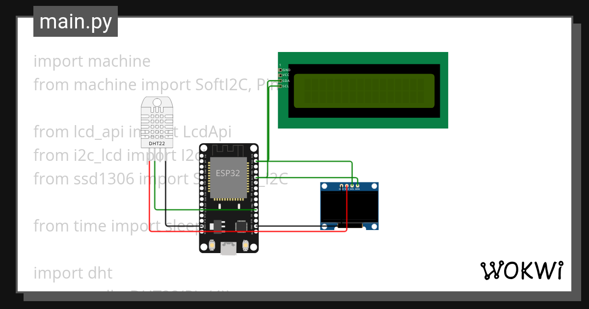 Micropythontempandhumidityi2cand Oled Wokwi Esp32 Stm32 Arduino