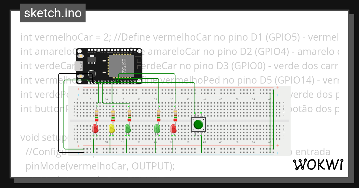 Semáforo Com Esp 32 Tevinn Wokwi Esp32 Stm32 Arduino Simulator