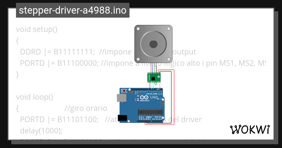 Motore passo passo (1/16).ino - Wokwi ESP32, STM32, Arduino Simulator Motore passo passo (1/16).ino - Wokwi ESP32, STM32, Arduino Simulator
