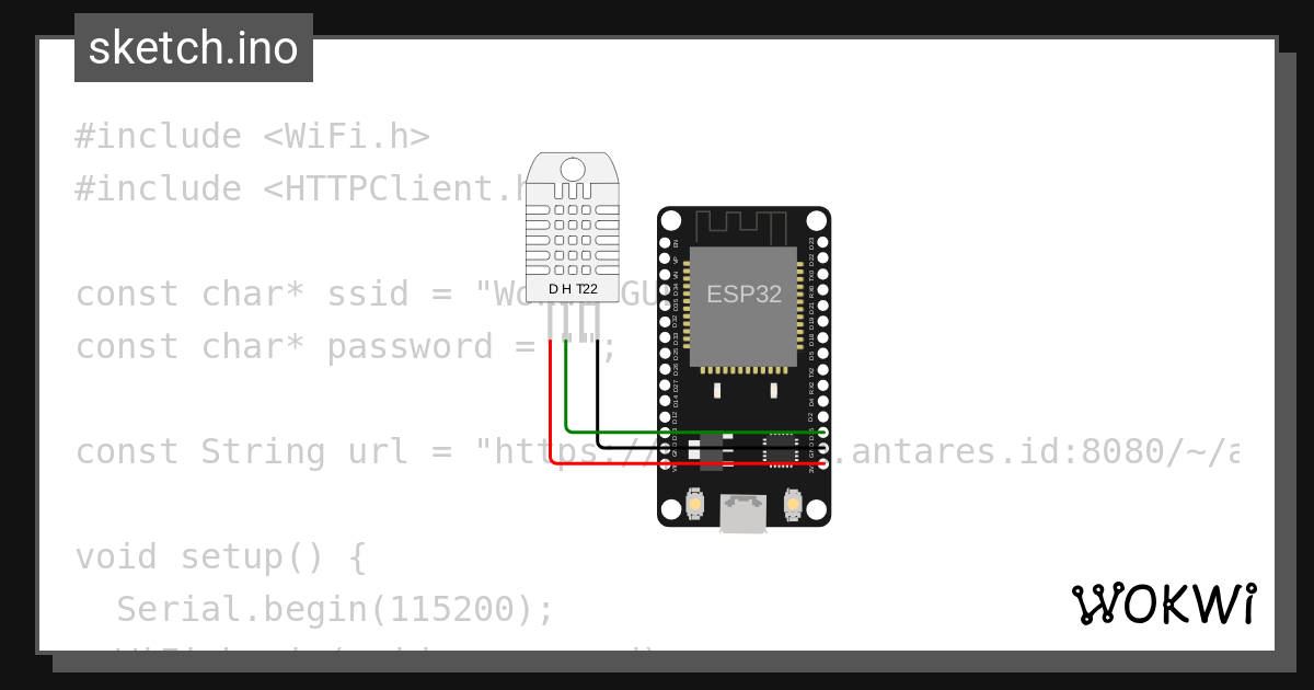 Get Data From Server Antares Wokwi Esp32 Stm32 Arduino Simulator