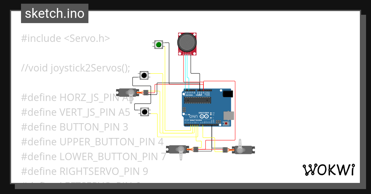 3153 3 Servos and Joystick - Easier Auto Mode Copy - Wokwi ESP32, STM32, Arduino Simulator