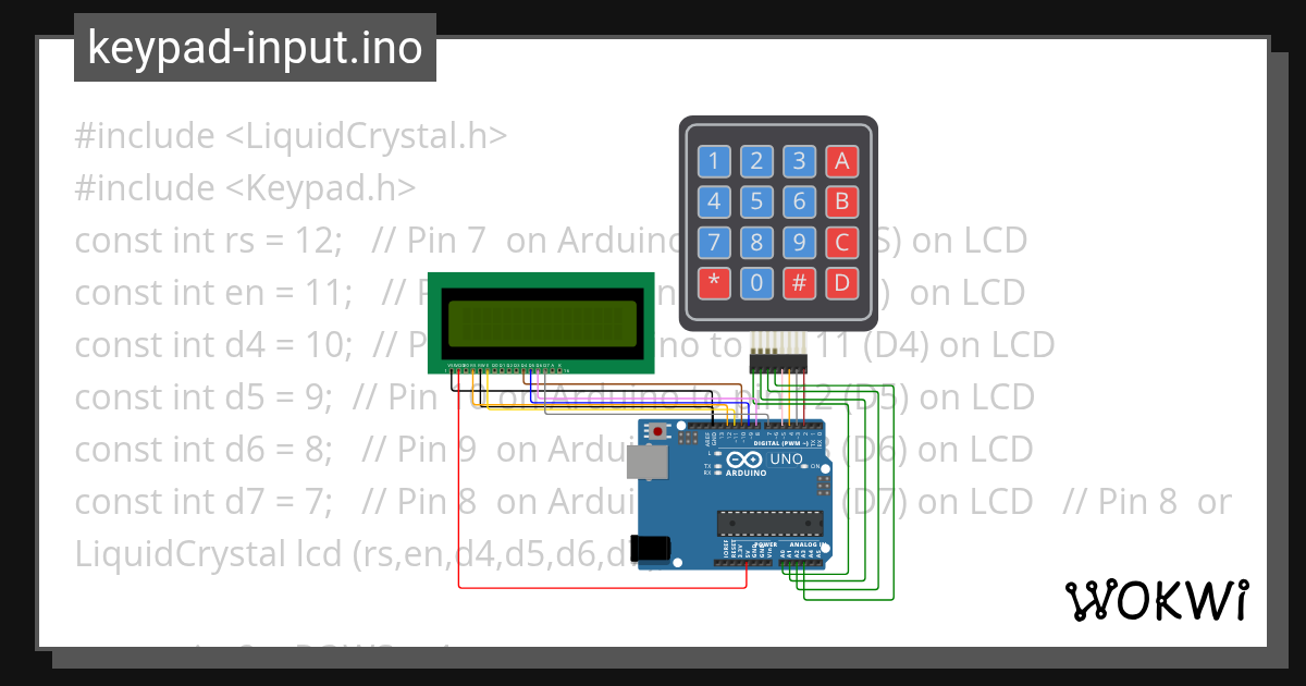 lcd with keypad input output angka urut - Wokwi ESP32, STM32, Arduino Simulator